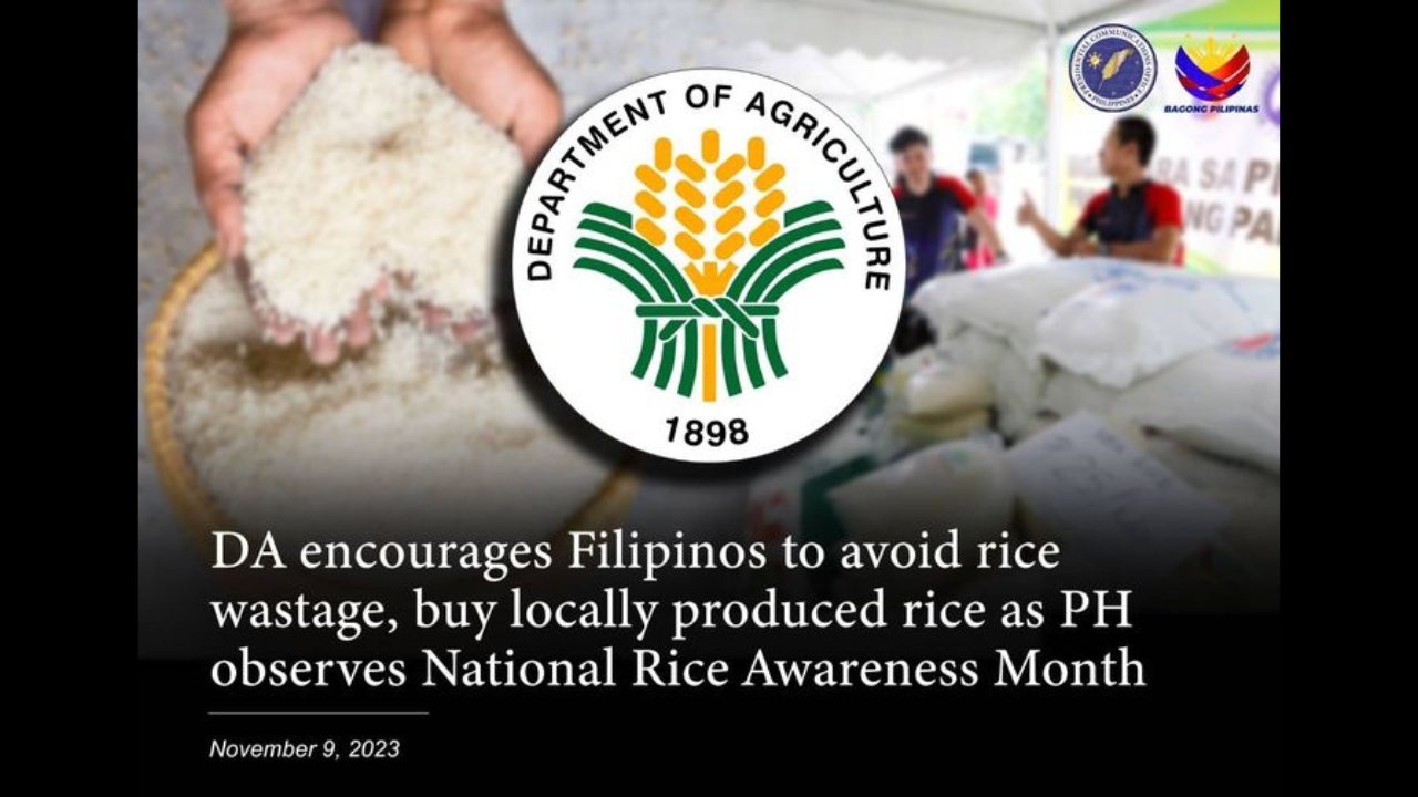 DA ENCOURAGES FILIPINOS TO AVOID RICE WASTAGE, BUY LOCALLY PRODUCED ...
