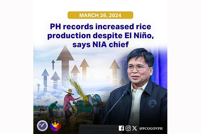PH RECORDS INCREASED RICE PRODUCTION DESPITE EL NIÑO, SAYS NIA CHIEF ...