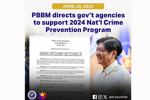 PBBM DIRECTS GOV’T AGENCIES TO SUPPORT 2024 NAT’L CRIME PREVENTION ...