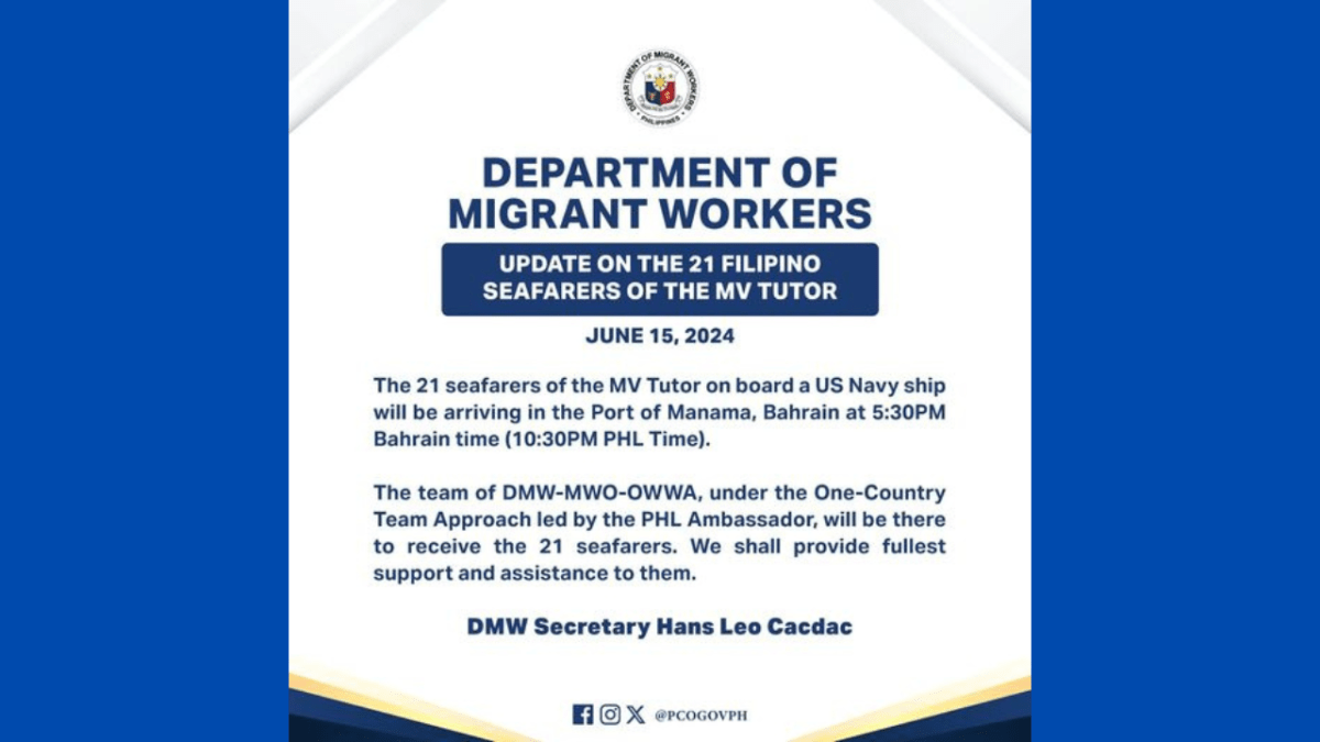 US NAVY SHIP HAULS 21 RESCUED PH SEAFARERS OF MV TUTOR TO BAHRAIN – The ...